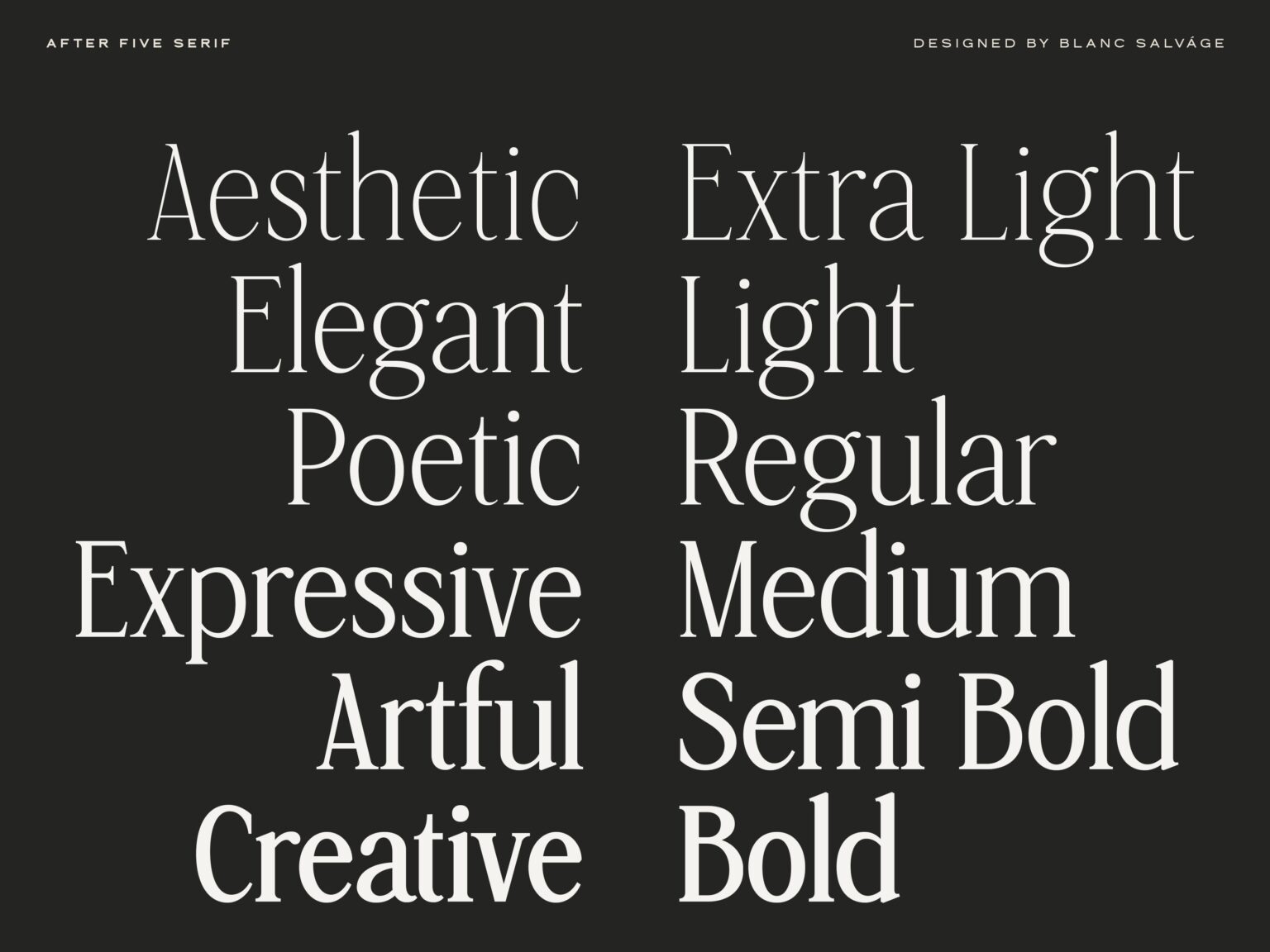 After Five - Luxury Serif — Blanc Salváge